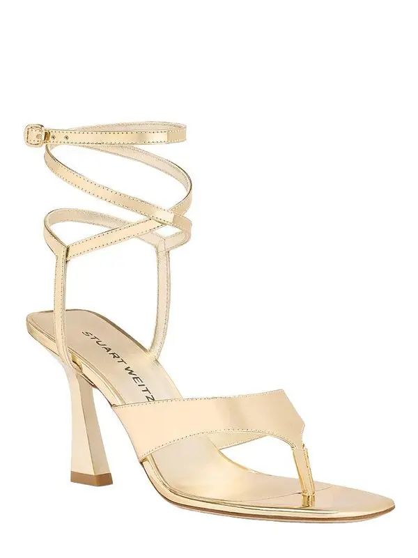 STUART WEITZMAN Vinnie 85 Ankle Strap Sandals - Platino