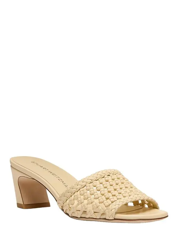 STUART WEITZMAN Marina Woven Block Heel Sandals - Straw
