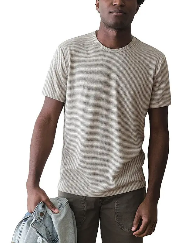 Marine Layer Signature Jacquard Crew Tee - Whitecap/navy