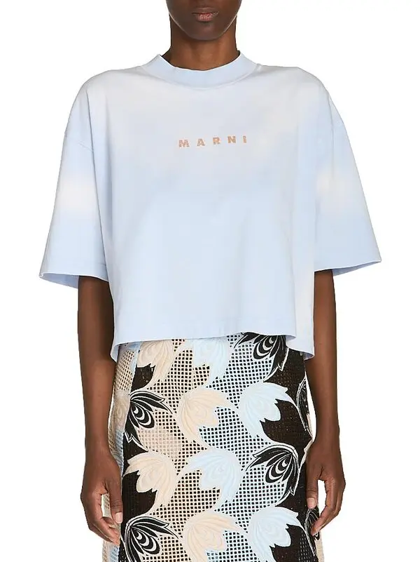 Marni Boxy Logo Tee - Light Blue