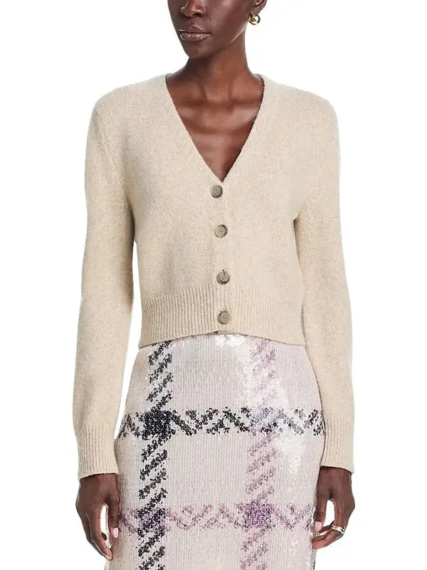 Brandon Maxwell Sloane Cashmere Silk Cardigan - Marled Oatmeal
