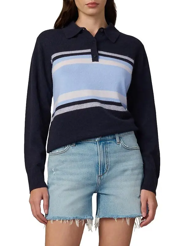 Joe's Jeans Long Sleeve Cashmere Polo - Navy