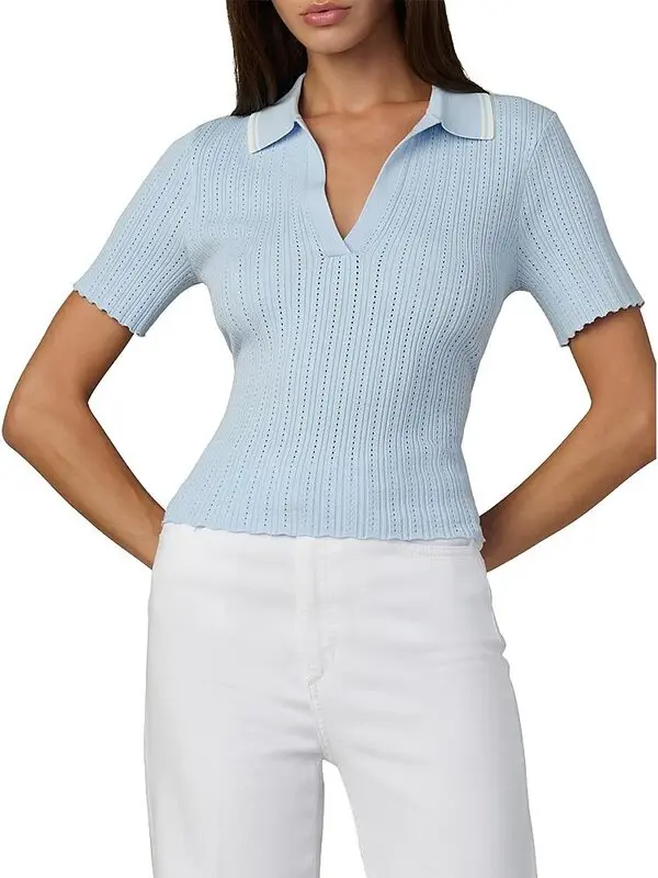 Joe's Jeans The Jess Pointelle Polo Shirt - Powder Blue