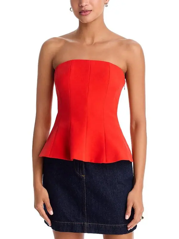 Aqua Panel Strapless Top - Red