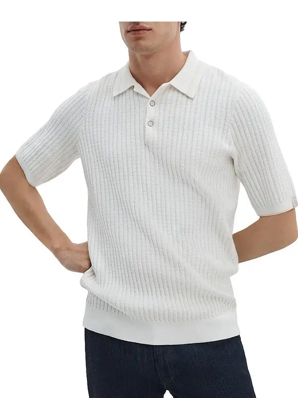 Rag & Bone Harvey Rib Polo Shirt - Chalk