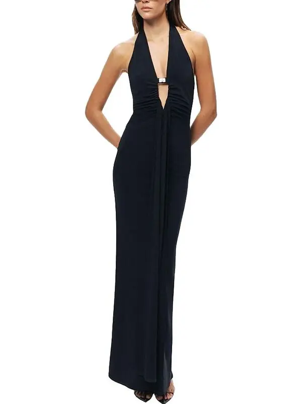 NOCTURNE Halter Neck Cut-out Maxi Dress - Black