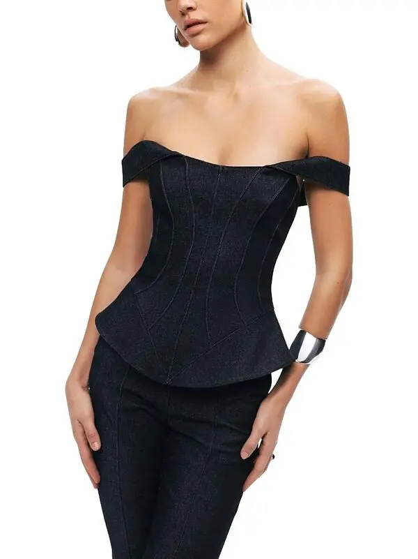 NOCTURNE Off-shoulder Sculpted Bustier - Black
