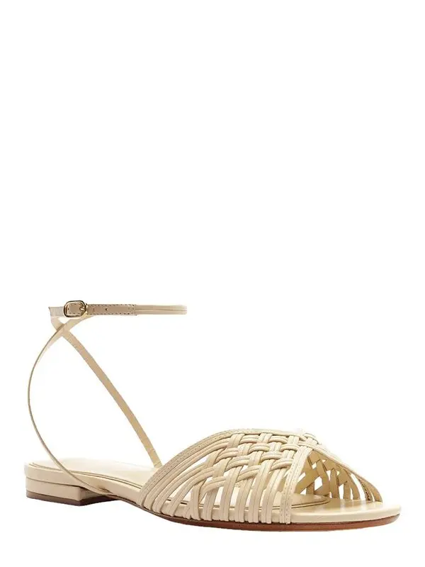 ALEXANDRE BIRMAN Lillian Leather Flat Sandals - Eggshell