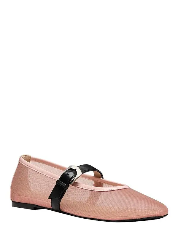 STUART WEITZMAN Sai Bareitall Mary Jane Flats - Light Pink/black