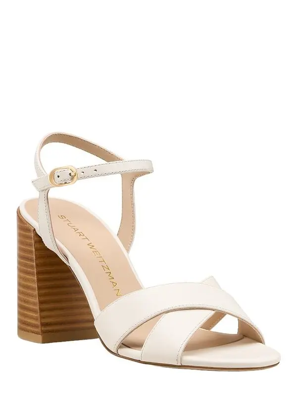 STUART WEITZMAN Alyssa 85 Block Heel Sandals - Cream/new Camel