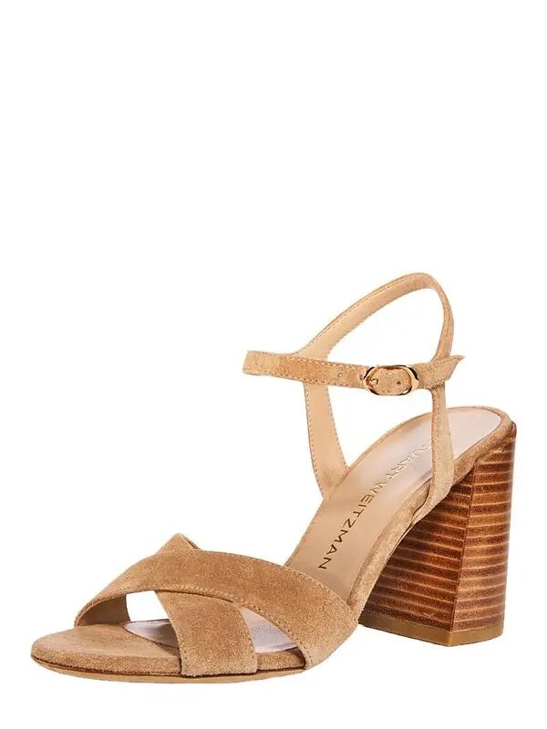 STUART WEITZMAN Alyssa 85 Block Heel Sandals - New Camel