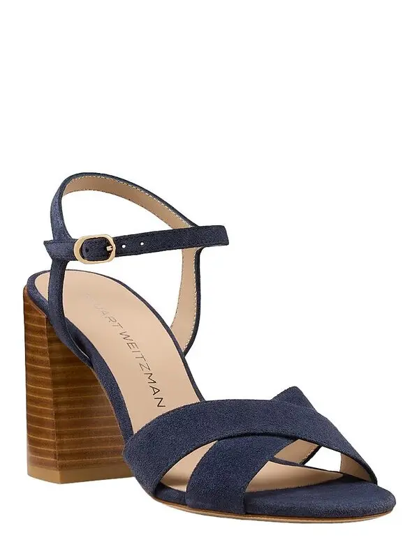 STUART WEITZMAN Alyssa 85 Block Heel Sandals - Nice Blue/new Camel