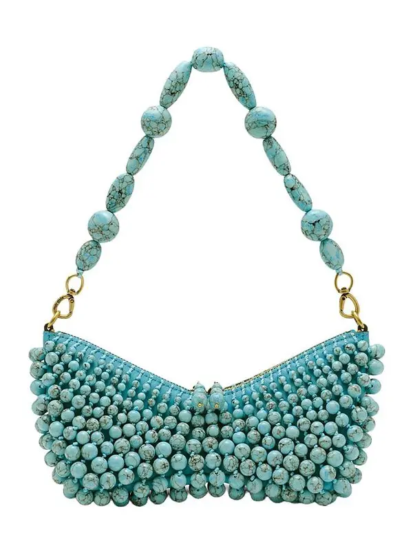 Cult Gaia Mercier Beaded Clutch - Ibiza Turquoise