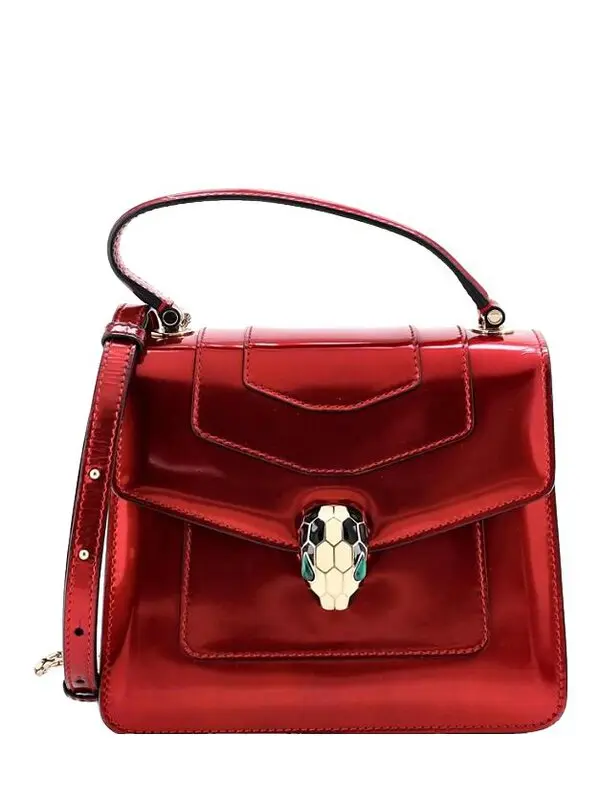 BVLGARI Small Serpenti Top Handle Bag - Red