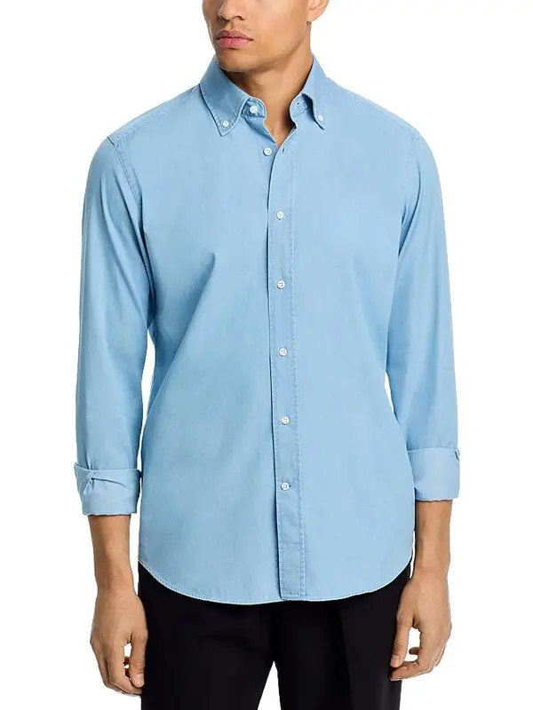 BOSS Cotton Button Down Shirt - Light Pastel Blue