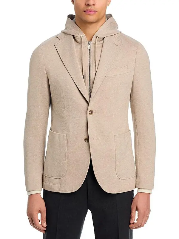 BOSS Hanry Slim Fit Sport Coat With Removable Hood - Oatmeal