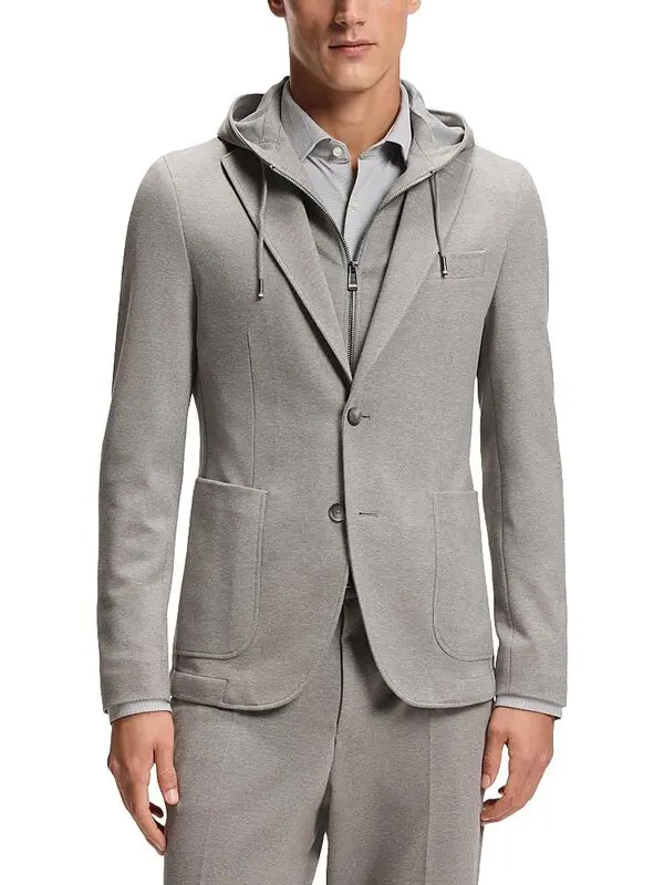 BOSS Hanry Slim Fit Sport Coat With Removable Hood - Silver