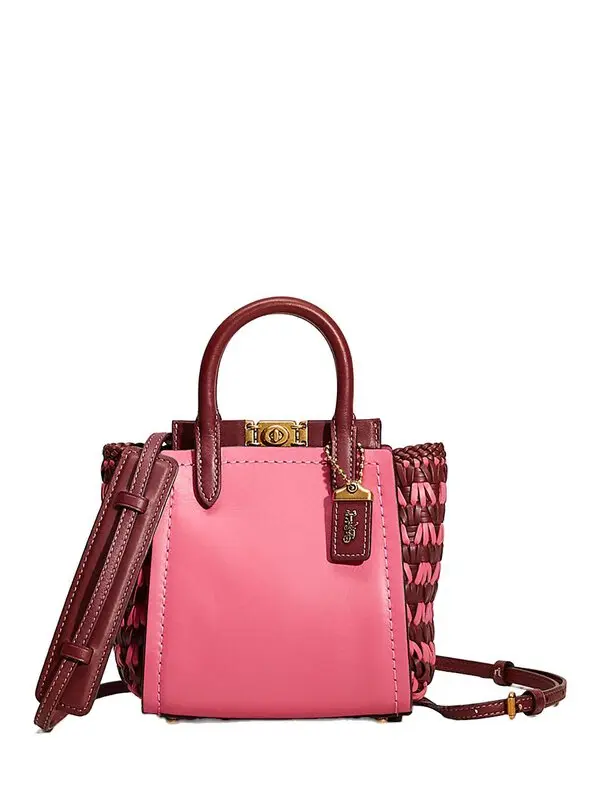 COACH Restored Troupe Tote 16 With Weaving - Brass/confetti Pink Multi