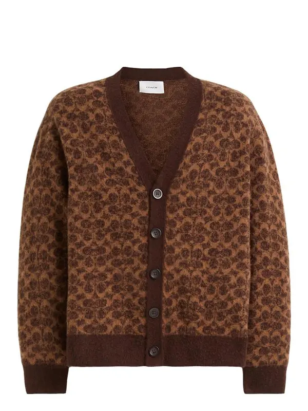 COACH Restored Signature Cardigan - Dark Brown