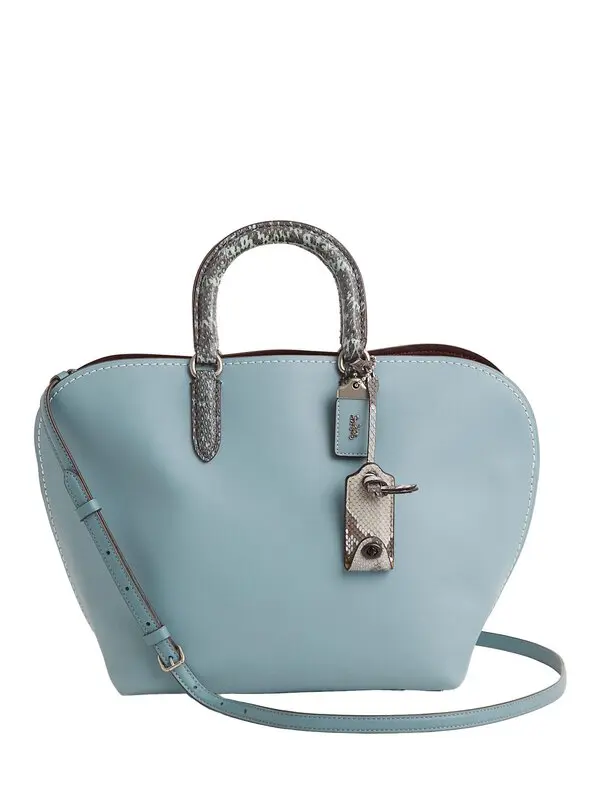 COACH Restored Dakotah Satchel With Snakeskin Detail - Silver/steel Blue