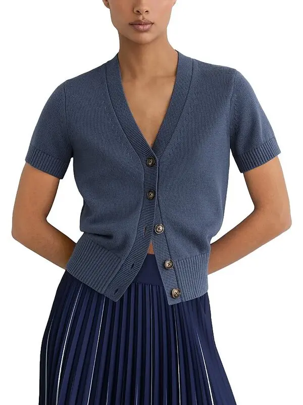 REISS Anya V-neck Cardigan - Blue