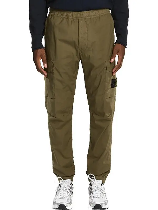 Stone Island Cargo Trousers With Patch - Military Green