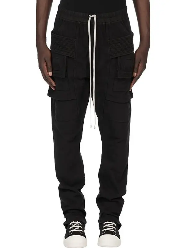 Rick Owens Creatch Cargo Drawstring Pants - Black