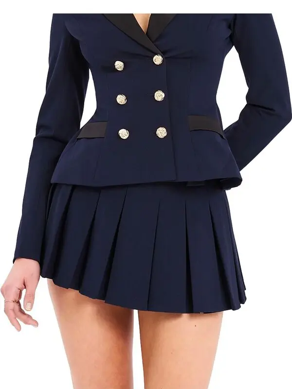 MISS CIRCLE Nasya Pleated Mini Skort - Navy Blue