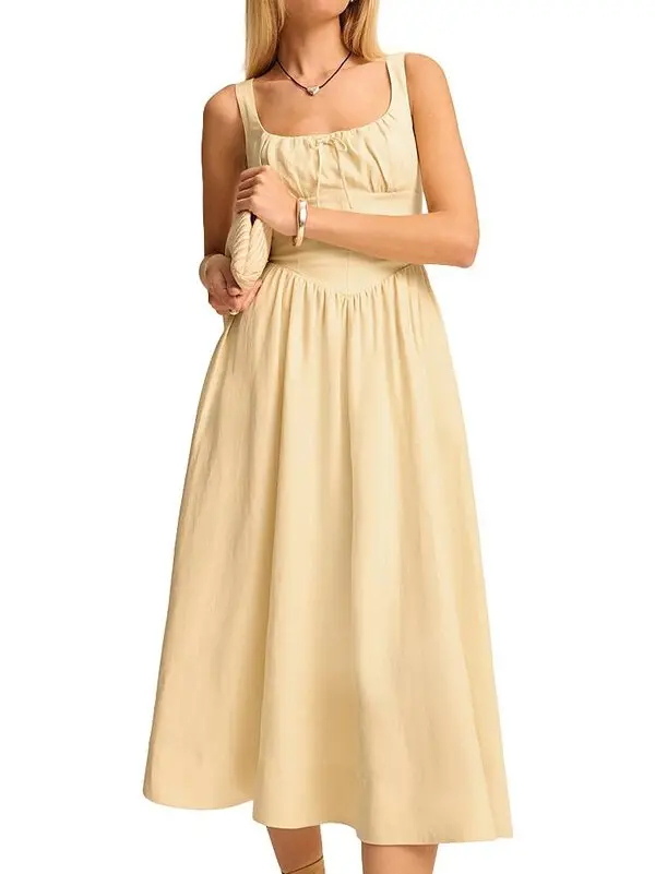 REFORMATION Balia Linen Dress - Parmesan