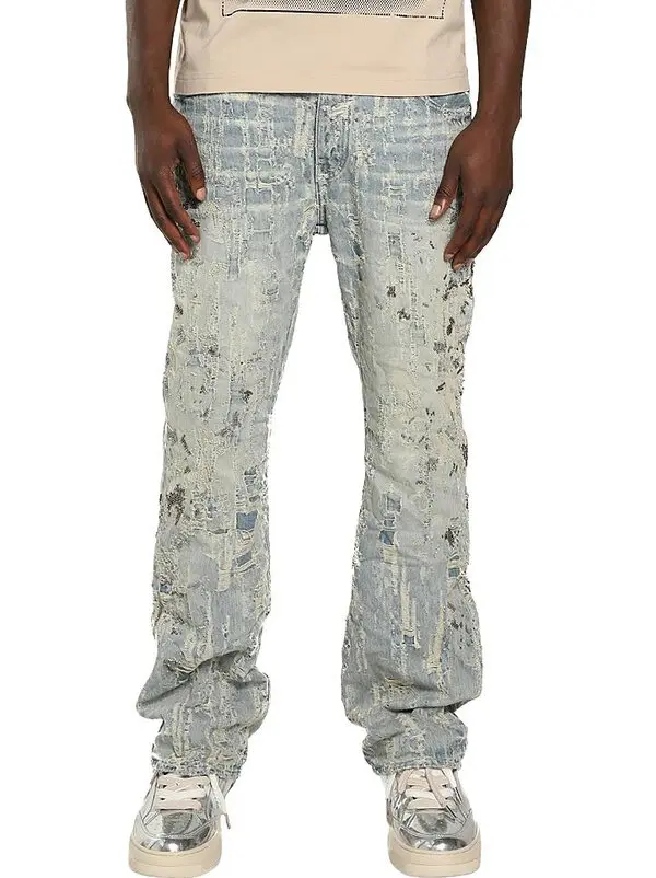 PURPLE BRAND Bootcut Bead Destroy Jeans - Light Indigo