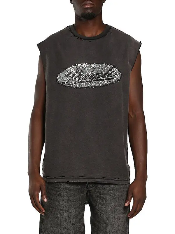 PURPLE BRAND Textured Sleeveless Tee - Black