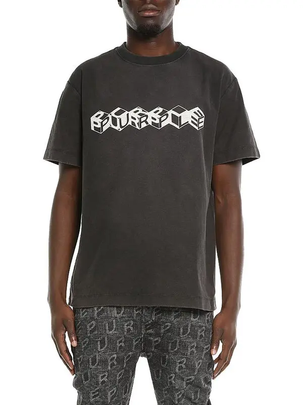 PURPLE BRAND Textured Short Sleeve Tee - Black