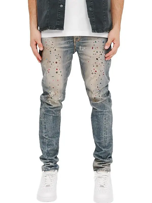 PURPLE BRAND Skinny Jewel Print Jeans - Light Indigo