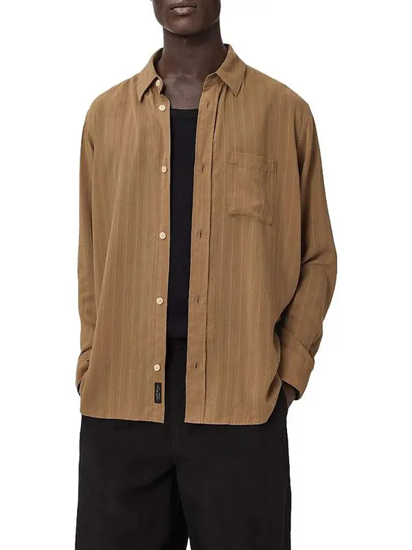 ALLSAINTS Carlyle Oversized Fit Shirt - Borg Brown