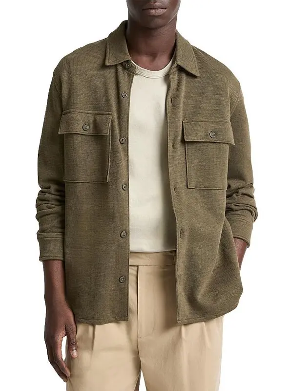 Vince Double Slub Shirt Jacket - Moss