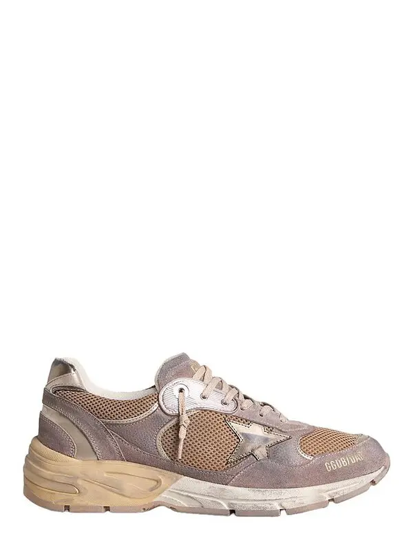 GOLDEN GOOSE Running Dad Suede Sneakers - Lilac/beige/canna Di Fucile
