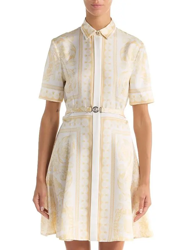 Versace Barocco Foulard Silk Dress - Washed Out Gold