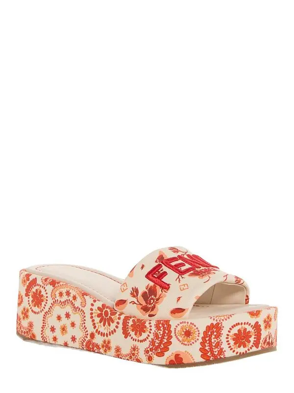 Fendi Bandana Platform Slide Sandals - Camelia La