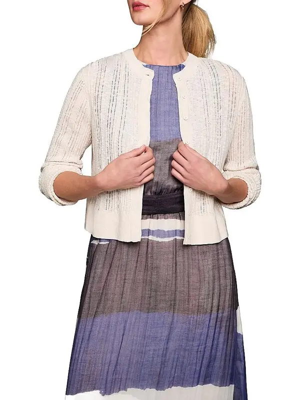 NIC+ZOE Pointelle Stitch Cardigan - Coconut