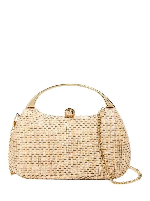 Aqua Straw Style Minaudiere - Natural