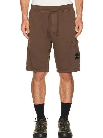 Stone Island Garment Dyed Terrycloth Lined Cargo Shorts - Umber