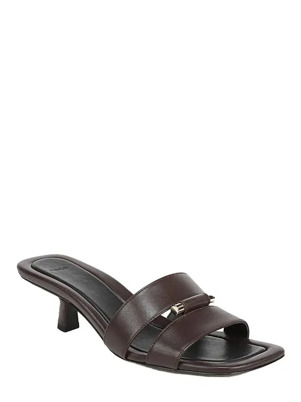 Vince Piper Kitten Heel Slides - Ganache