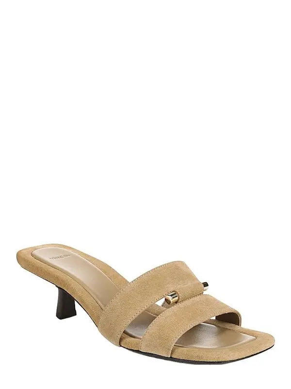 Vince Piper Kitten Heel Slides - Wheat