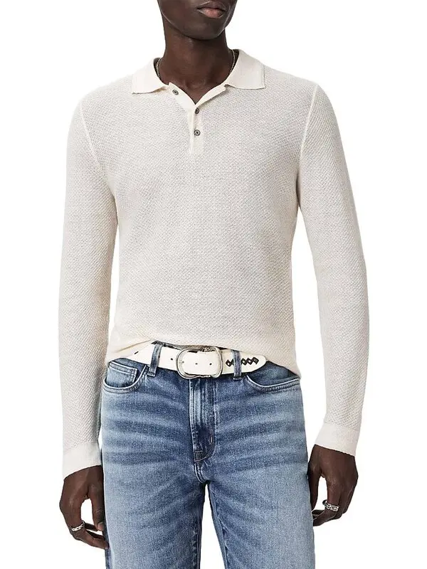 John Varvatos Venturi Long Sleeve Polo - Eggshell