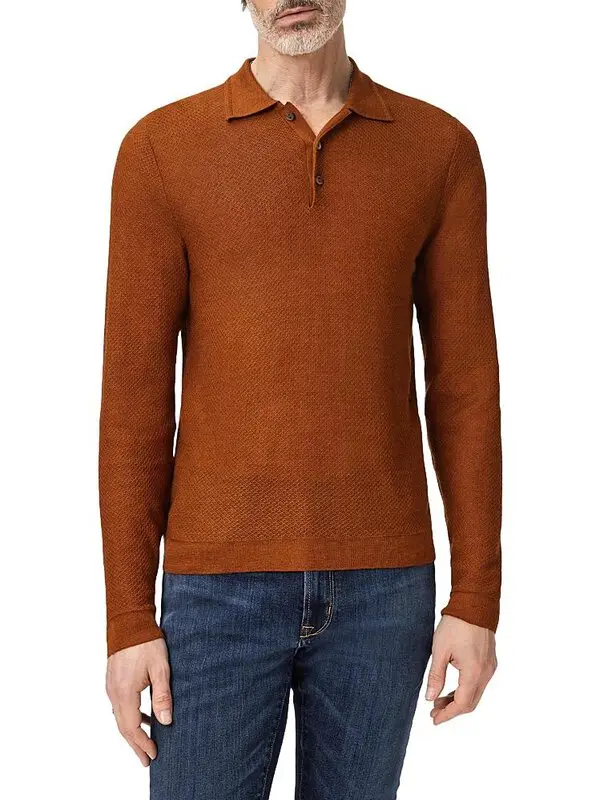 John Varvatos Venturi Long Sleeve Polo - Toffee