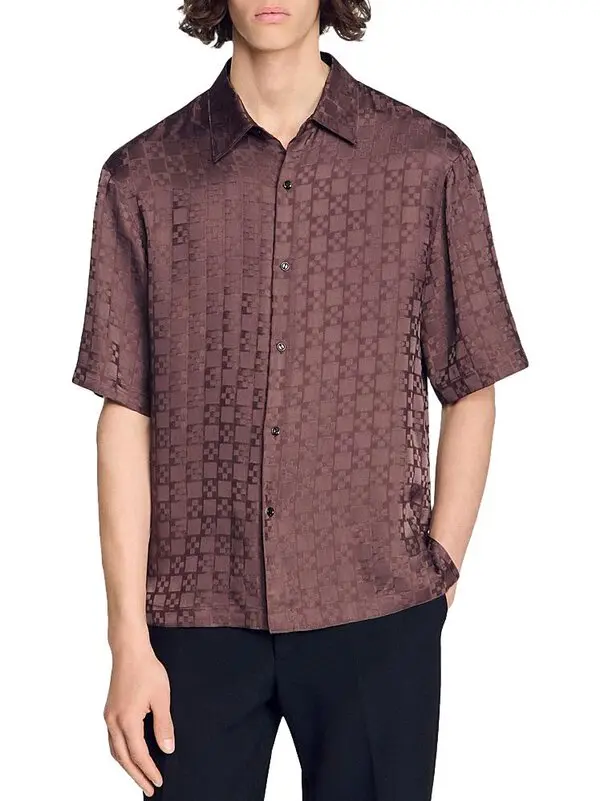 Sandro Jacquard Cross Shirt - Chocolate