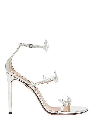 AQUAZZURA Papillon Sauvage 105 Stiletto Sandal - Silver