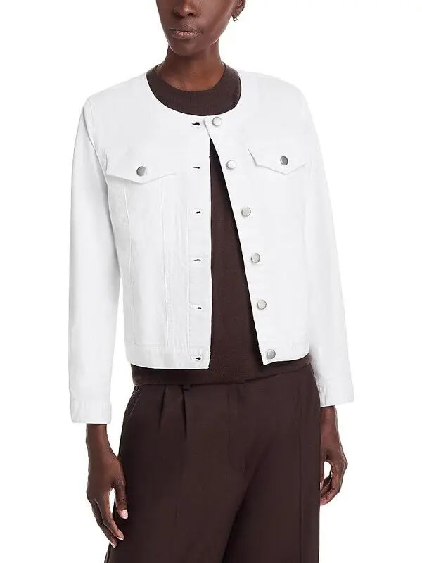 Eileen Fisher Cotton Blend Denim Jacket - White