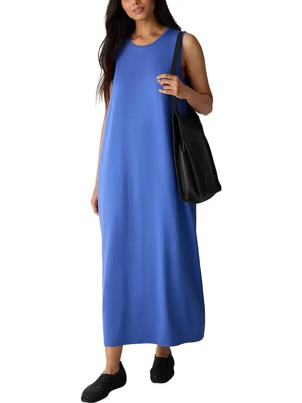 Eileen Fisher Stretch Jersey Knit Oval Dress - Blue Star