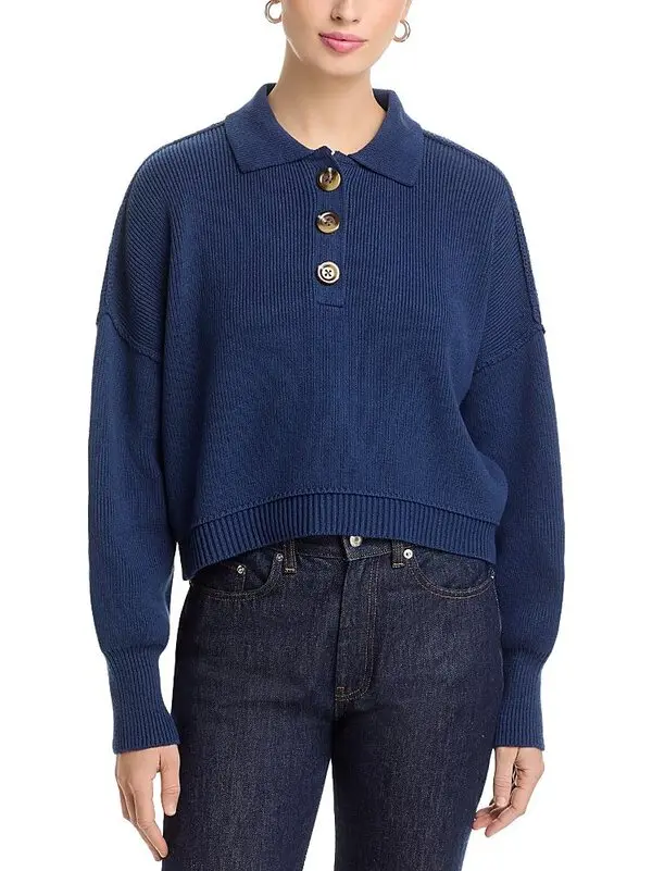 Aqua Long Sleeve Drop Shoulder Sweater - Sea Blue